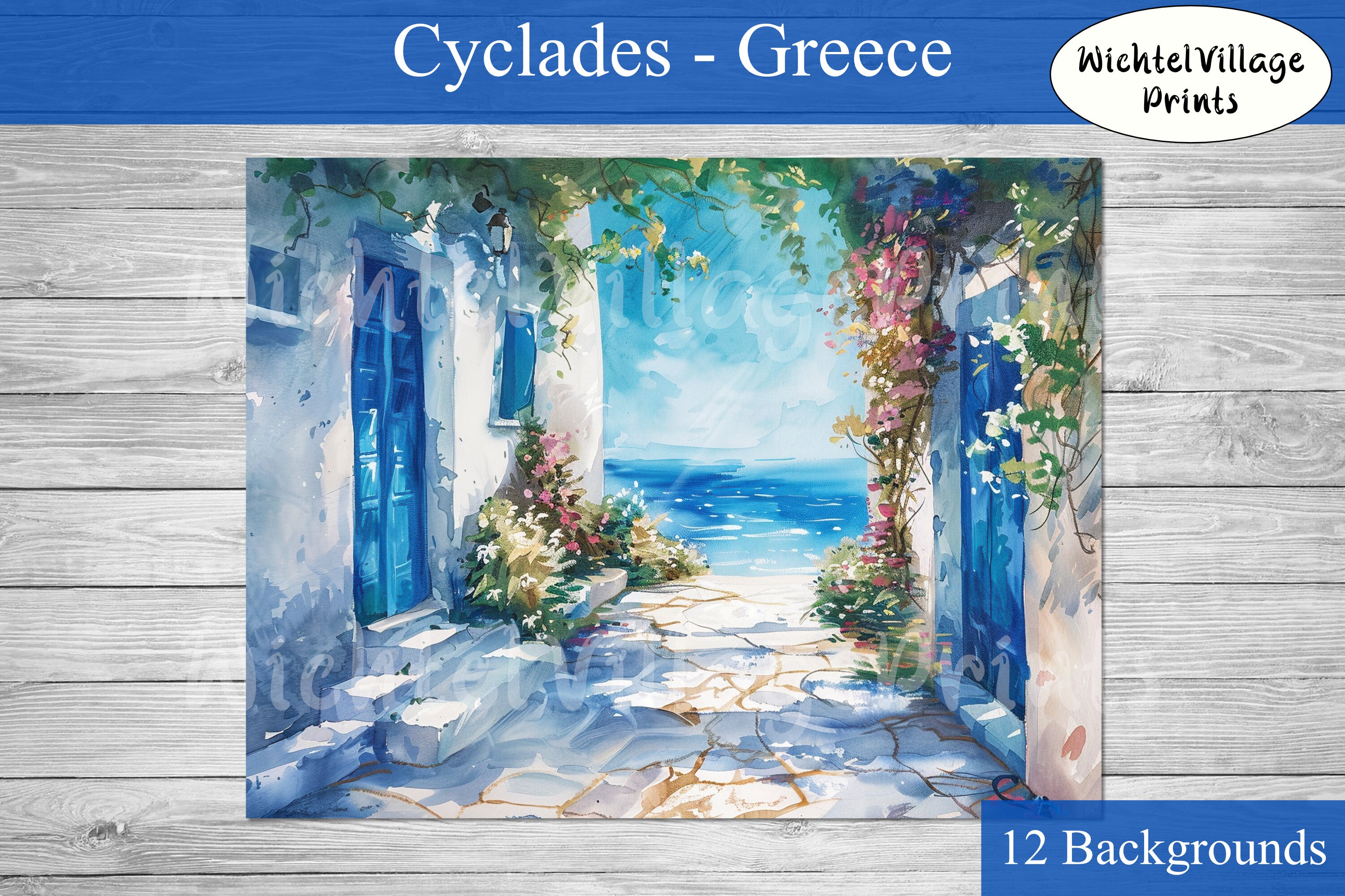 Cyclades Greece Backgrounds Junk Journal, Collage Sheet, Scrapbook Page ...