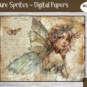 Nature Sprites - Digital Papers - Collage Sheet, Fantasy Kit, Journal ...