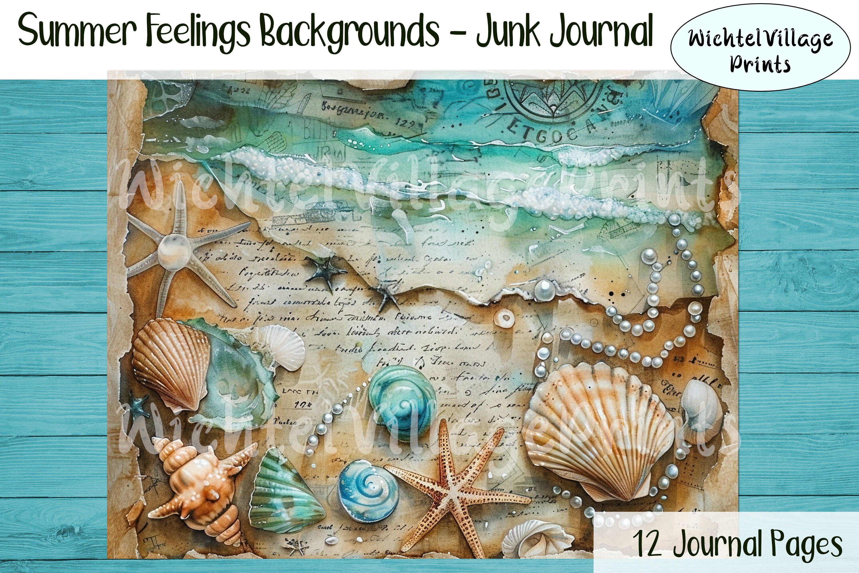 Summer Feelings Junk Journal Backgrounds, Collage Sheet, Scrapbook Page ...