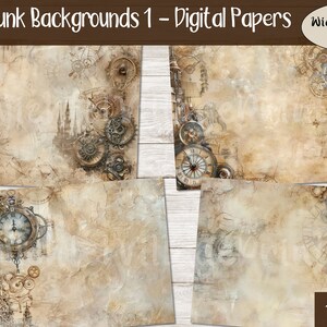 Steampunk Backgrounds 1 - Digital Papers, Collage Sheet, Fantasy Kit ...