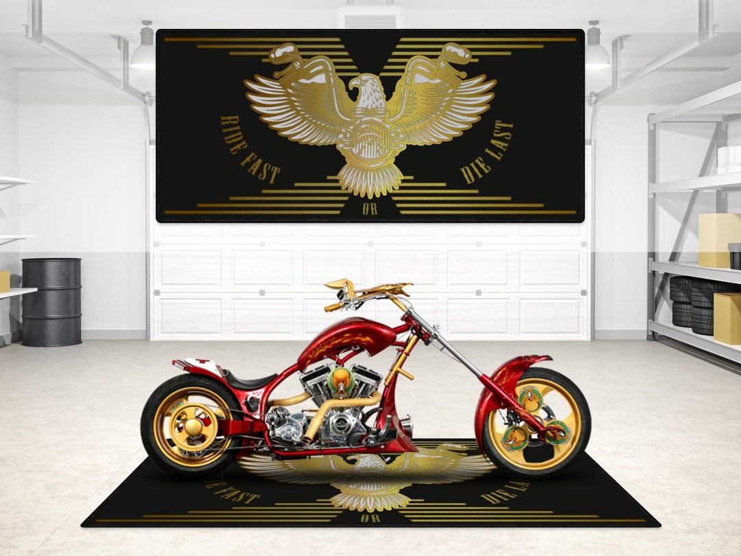 Eagle Design for Harley Davidson or Custom Chopper Motorcycle Pit Mat Personalized Display Mat ...