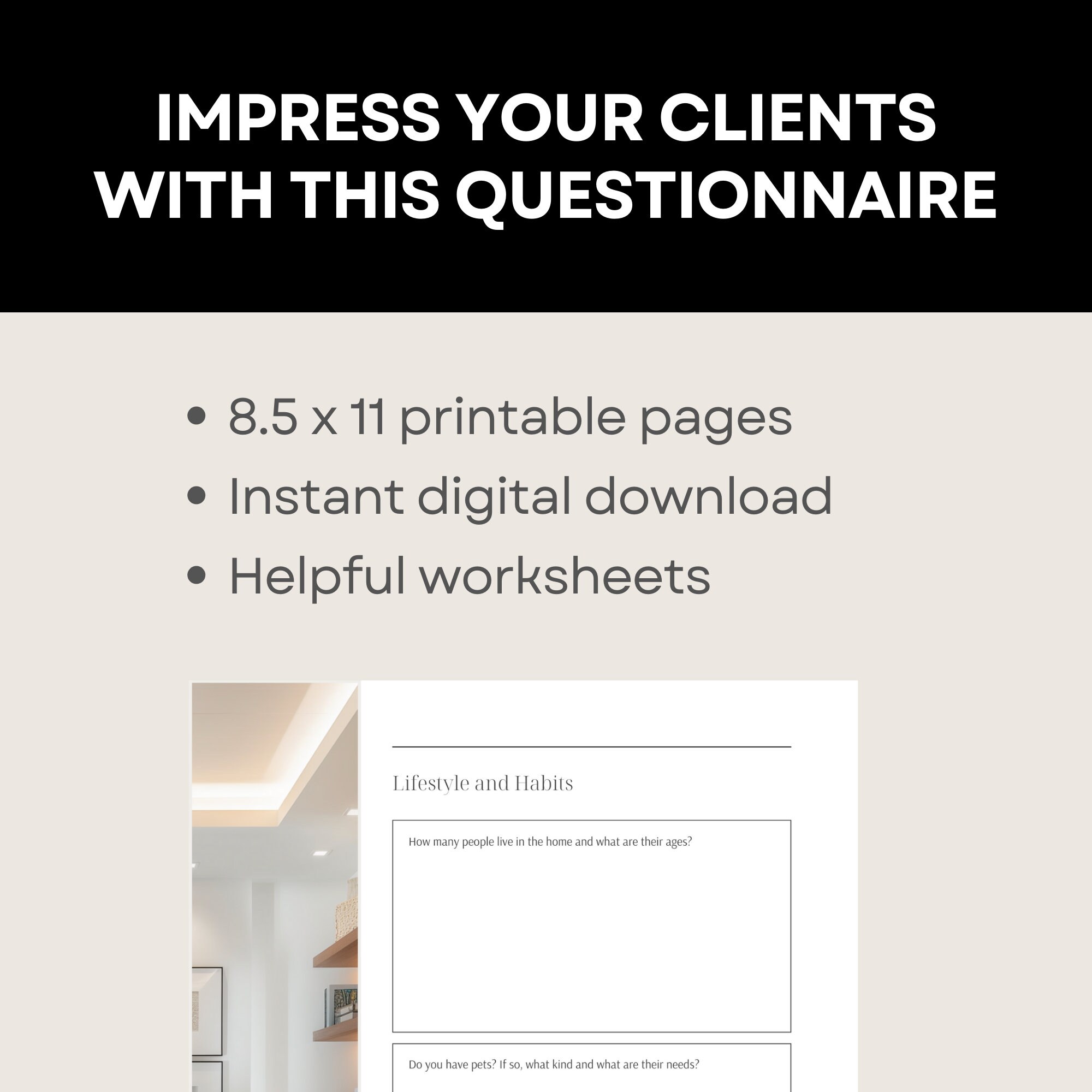 Interior Designer Client Questionnaire Template | Editable ...