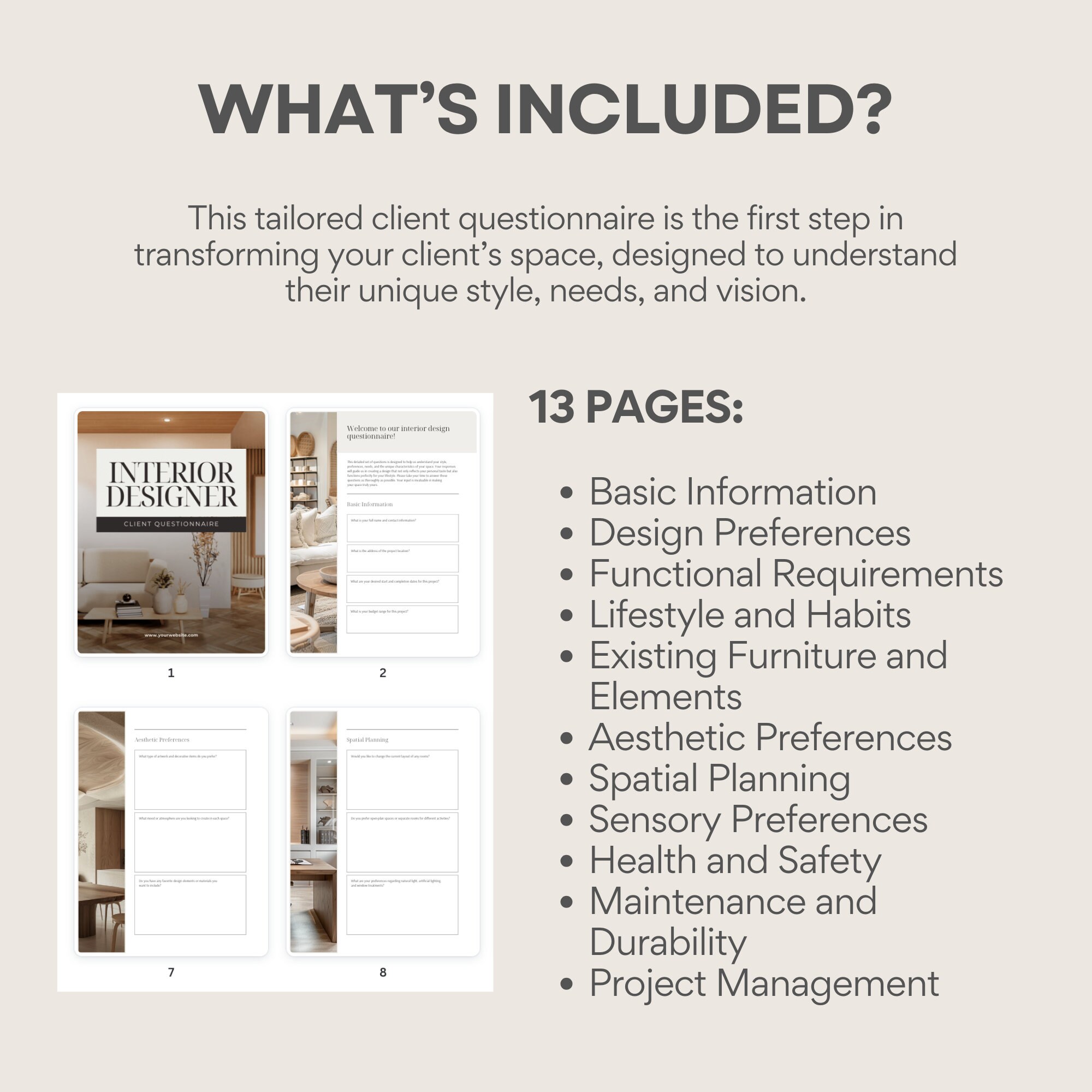 Interior Designer Client Questionnaire Template | Editable ...