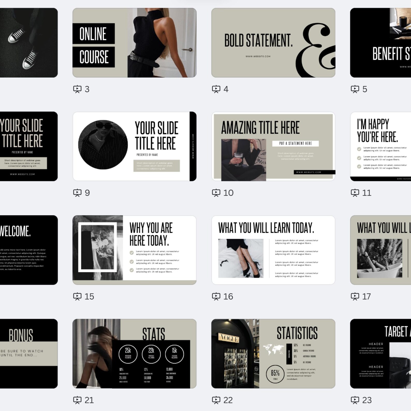 Slide Deck Template for Webinars, Editable Canva Presentation, Course ...