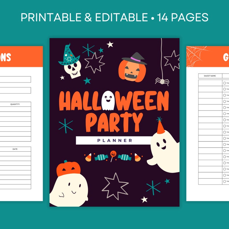 Editable Halloween Party Planner, Canva Template (digital Download ...