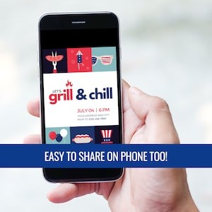 Grill & Chill Invitation – 4th of July BBQ, Editable Canva Template - Etsy