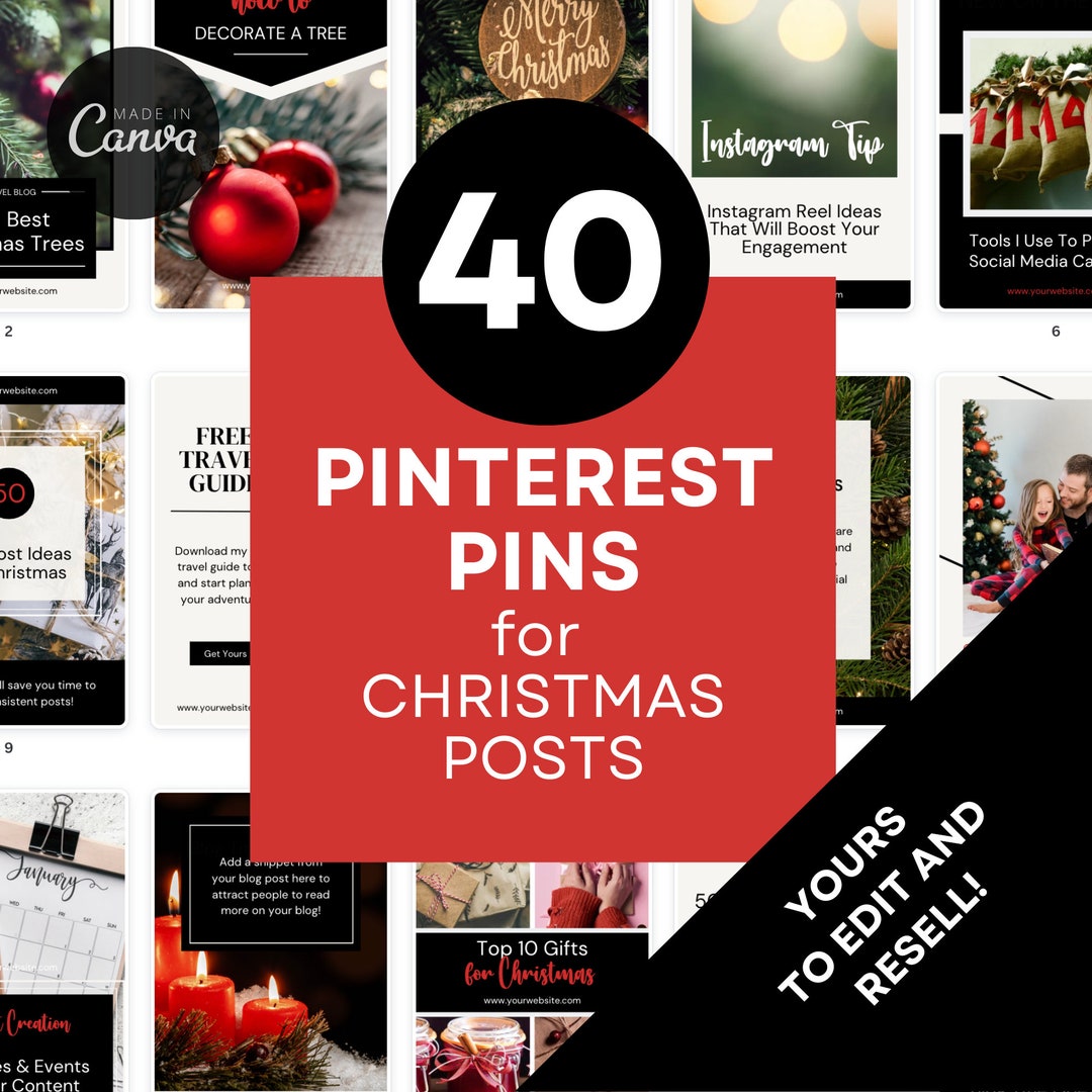Christmas Pinterest Pin Templates | 40 Canva Designs (digital Download ...