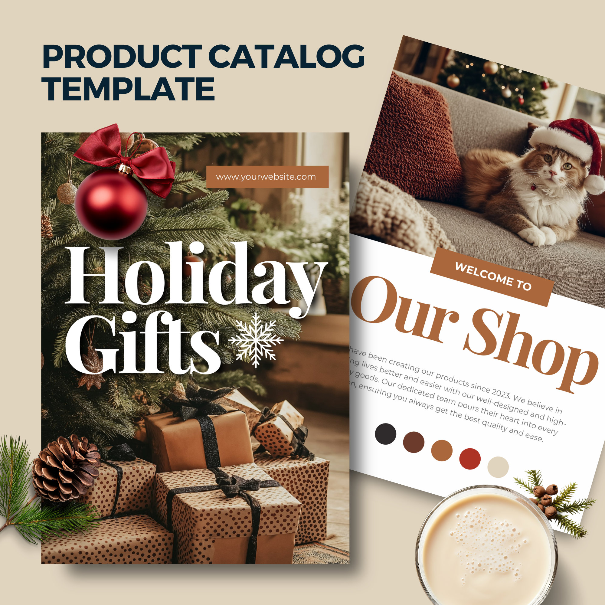 Editable Holiday Gift Guide, Christmas Product Catalog, Canva Template ...