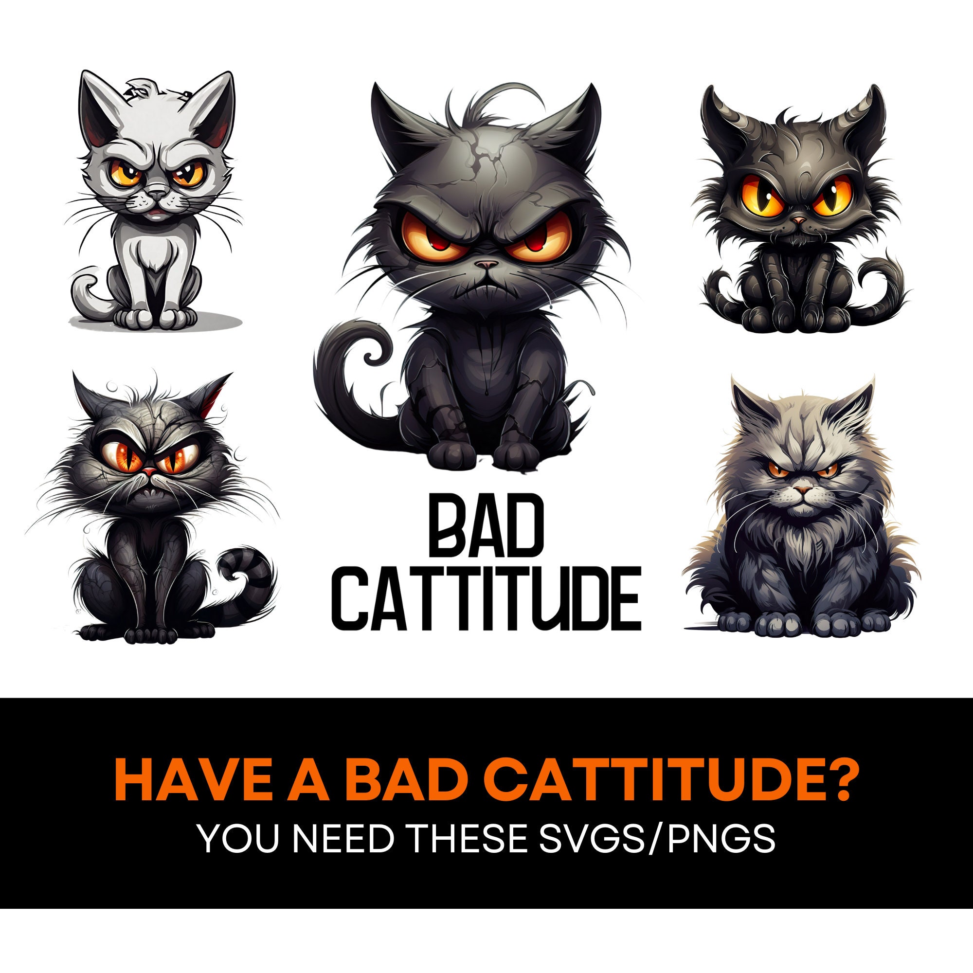 Bad Cattitude Halloween SVG | Cat SVG | Halloween Svg | Black Cat Svg ...