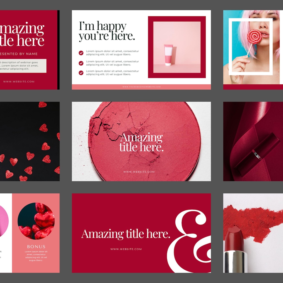 Canva Presentation Template | Beauty Slide Deck | Makeup | Valentine's ...