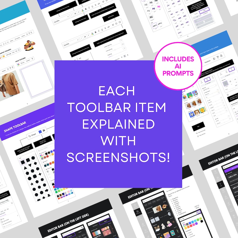 Canva Guide PDF, Canva Guide for Beginners, Canva Toolbar Guide, How to ...