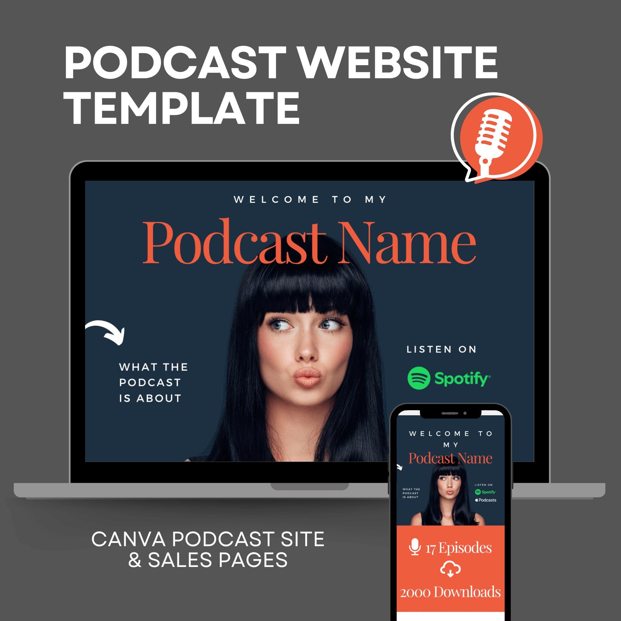 Canva Podcast Website Template: Customizable Layouts for Bloggers - Etsy