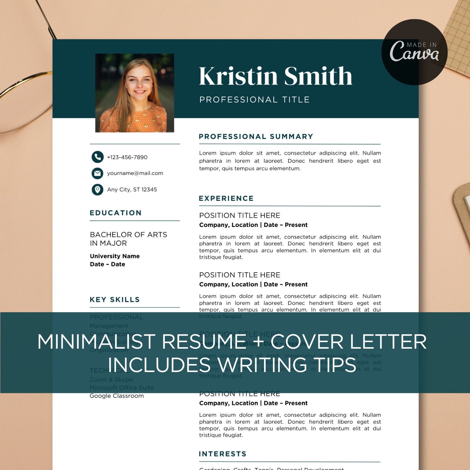 Resume Template for Canva, Professional CV Template, Canva Modern ...