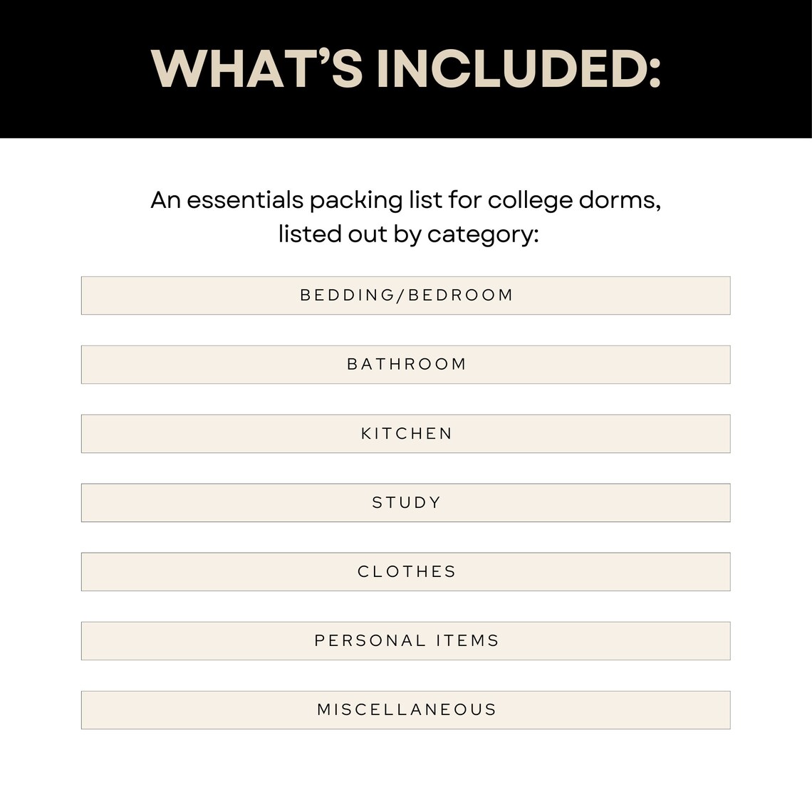 College Dorm Packing Checklist, Move-in Essentials (printable PDF) - Etsy