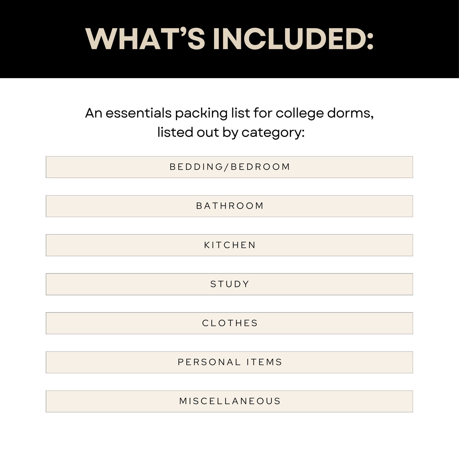 College Dorm Packing Checklist, Move-in Essentials (printable PDF) - Etsy