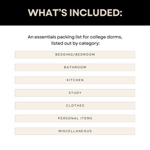 College Dorm Packing Checklist, Move-in Essentials (printable PDF) - Etsy