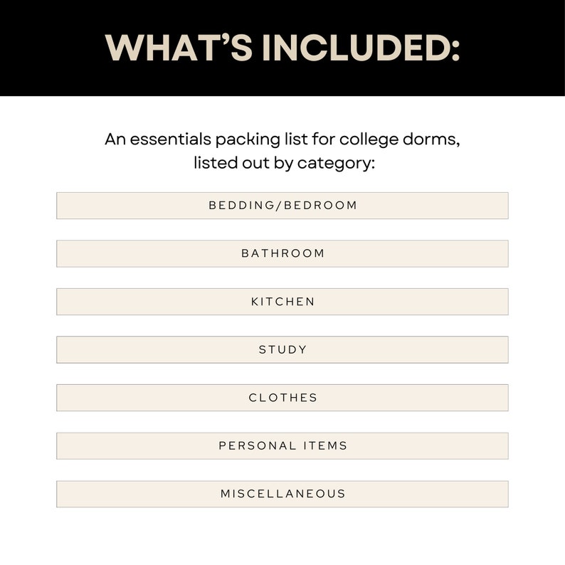 College Dorm Packing Checklist, College Packing List, College Freshman ...