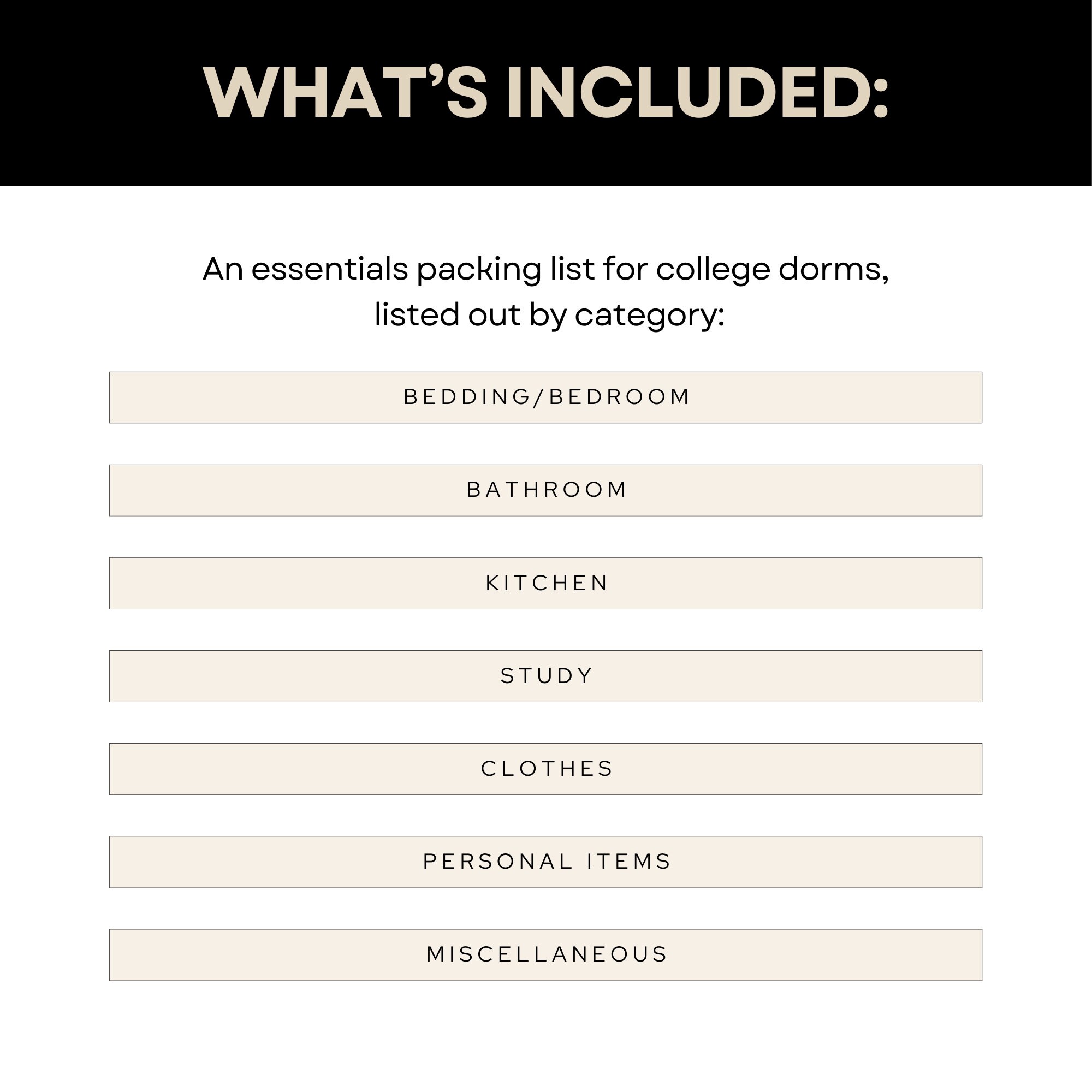 College Dorm Packing Checklist, College Packing List, College Freshman ...
