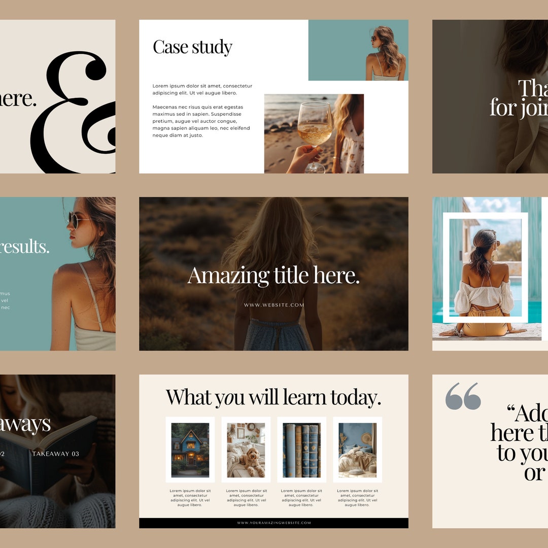 Modern Canva Presentation Template | 70 Slide Webinar Deck - Etsy