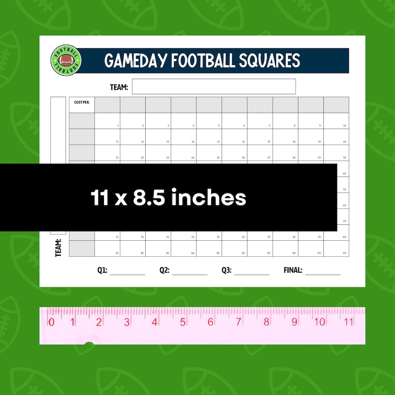 Football Squares Printable, Editable Game Day Template (PDF) - Etsy