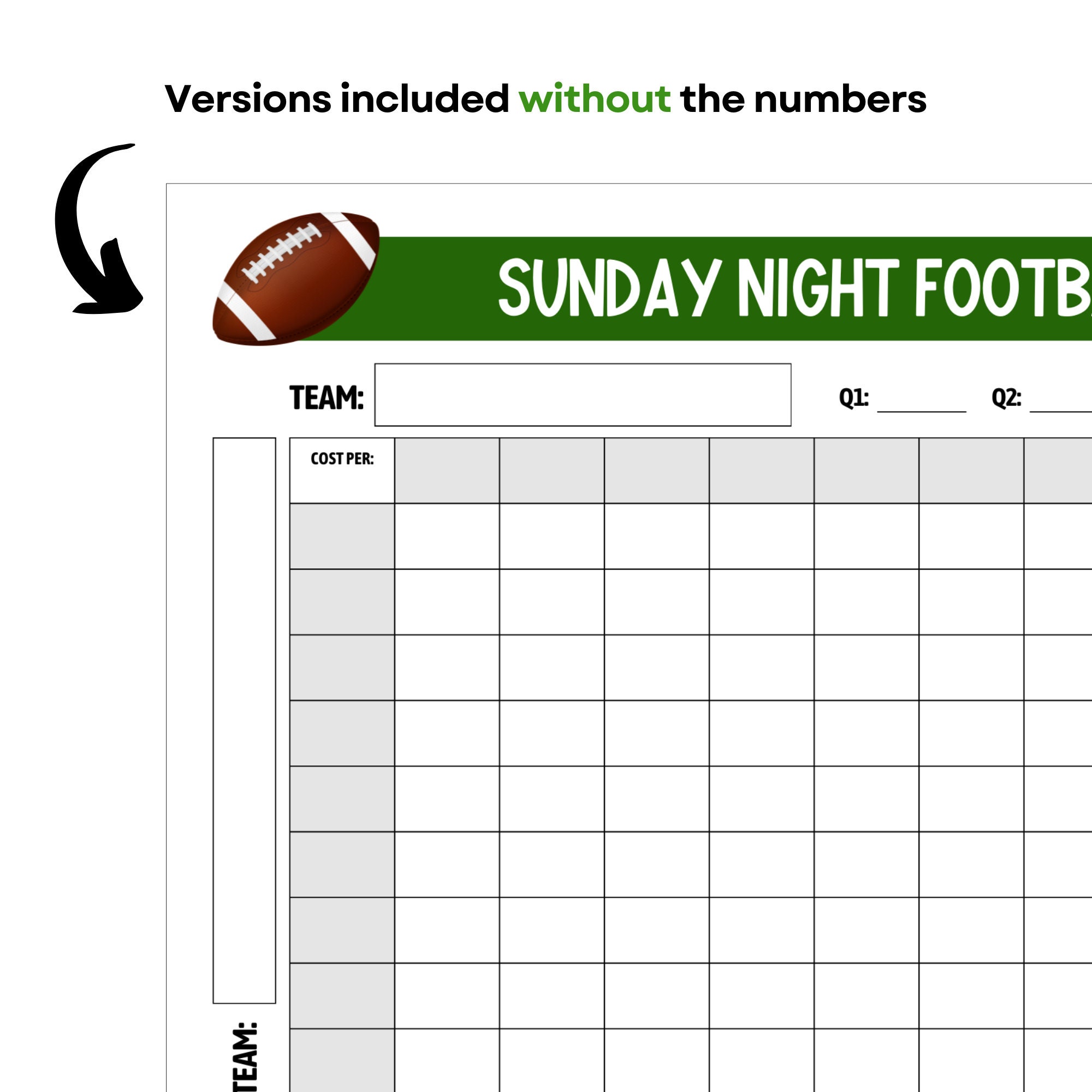 Sunday Football Squares, Pro Football Squares, College Football ...