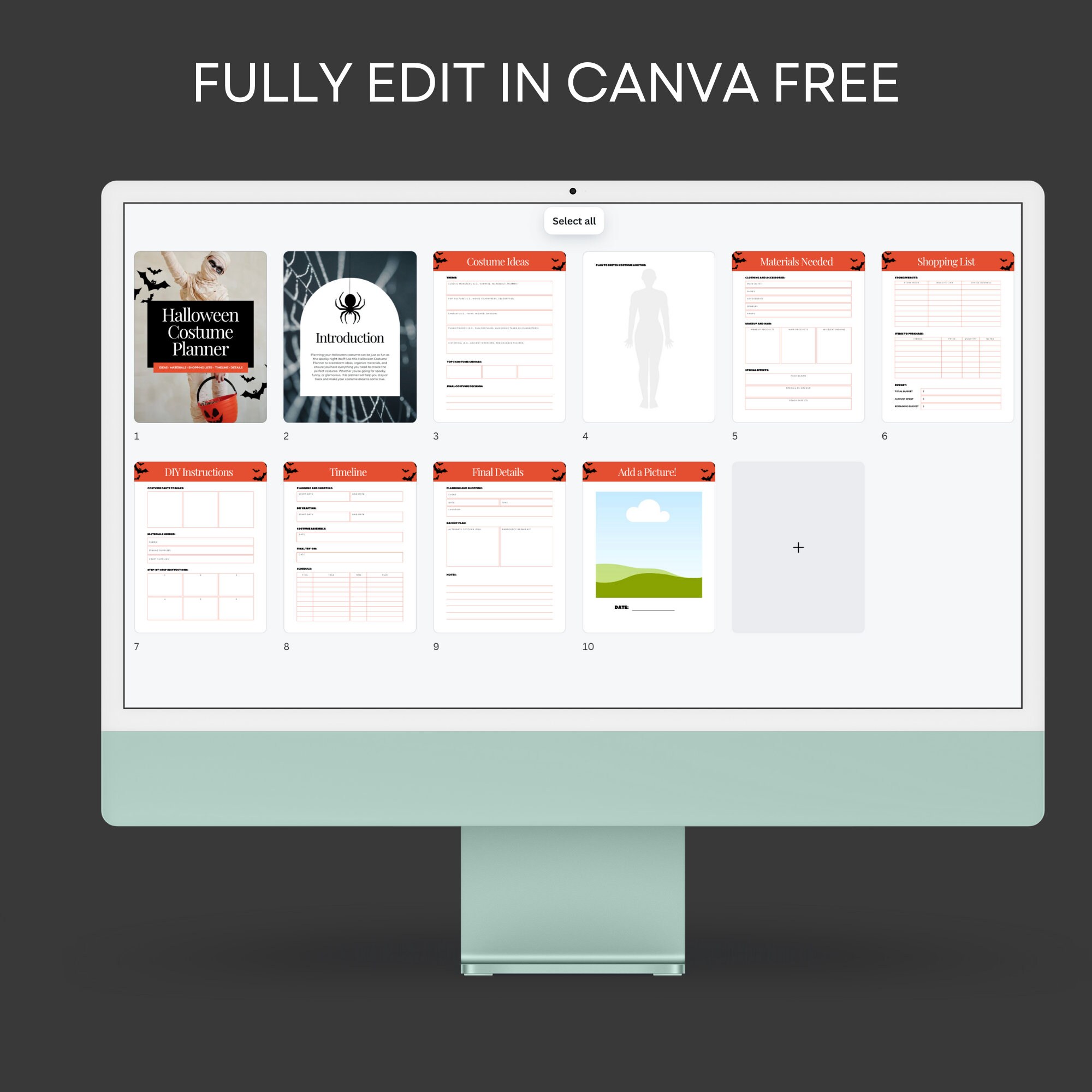 Halloween Costume Planner, How to Plan Your Halloween Costume, Editable ...