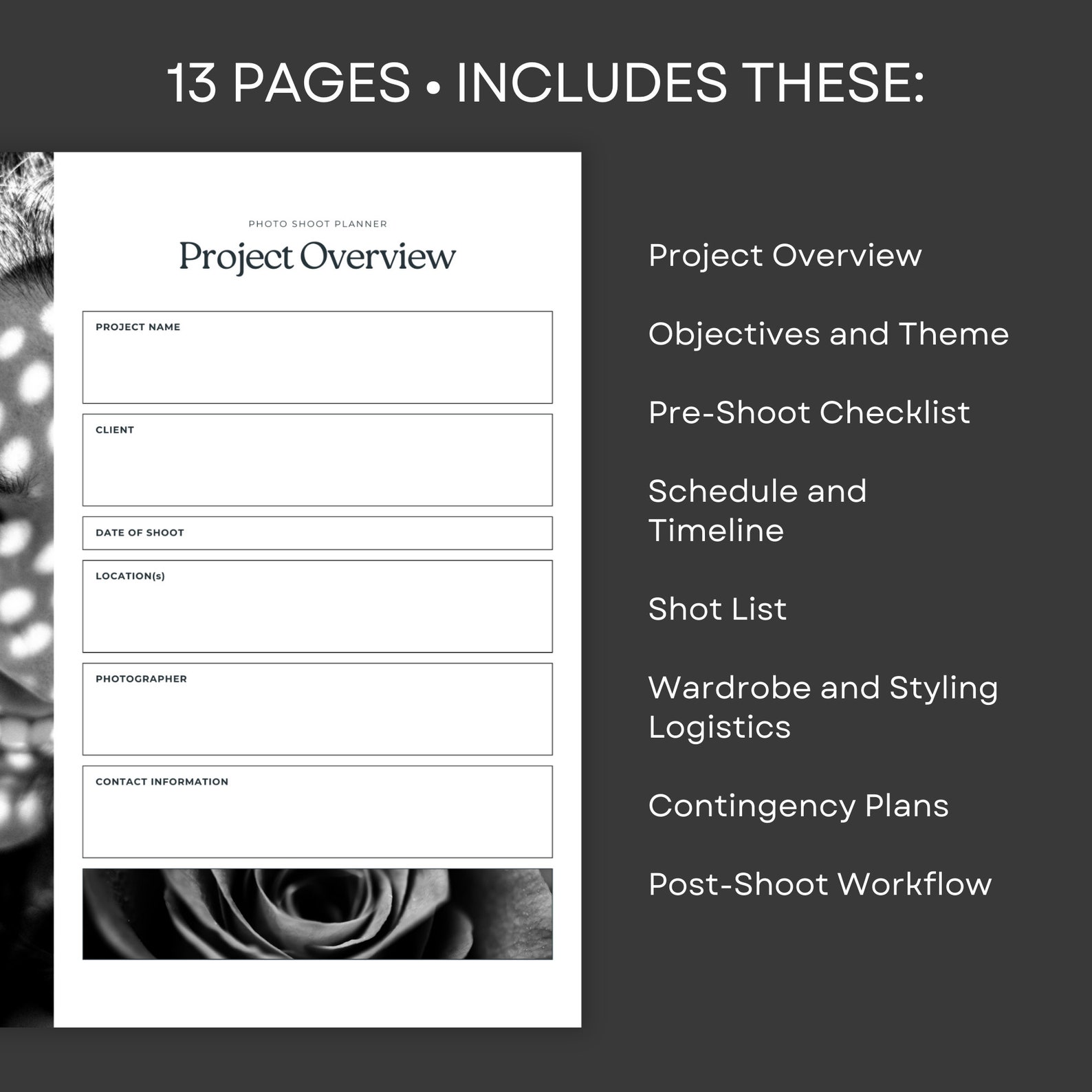 Photo Shoot Planner, Editable Photoshoot Planner, Printable Photo Shoot ...