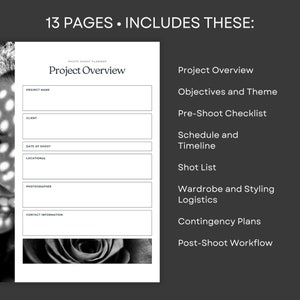 Photo Shoot Planner, Editable Photoshoot Planner, Printable Photo Shoot ...