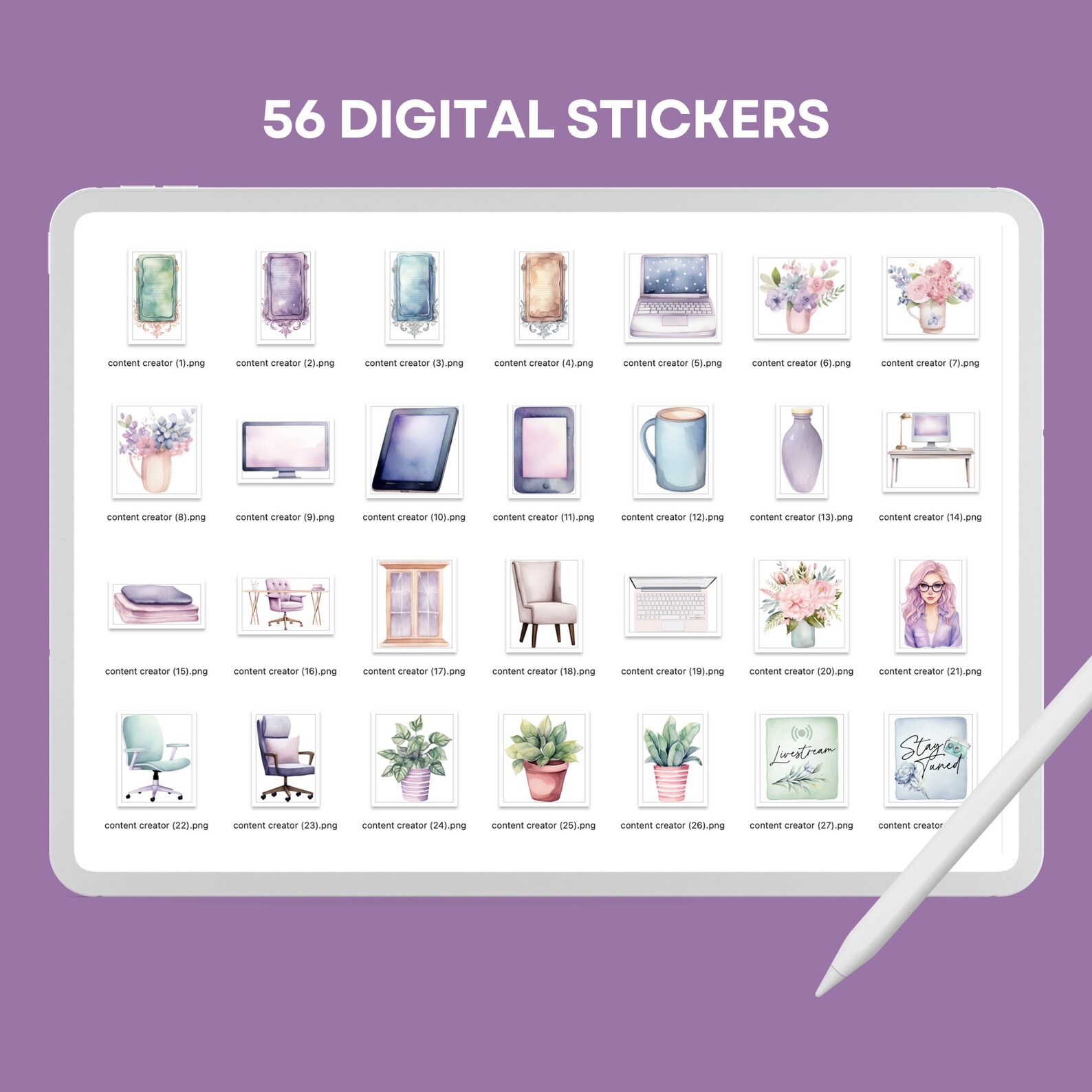 Content Creator Stickers | PNG Files for Digital Planners (digital ...