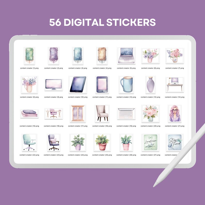 Content Creator Digital Stickers | Transparent PNG Files | Instant ...