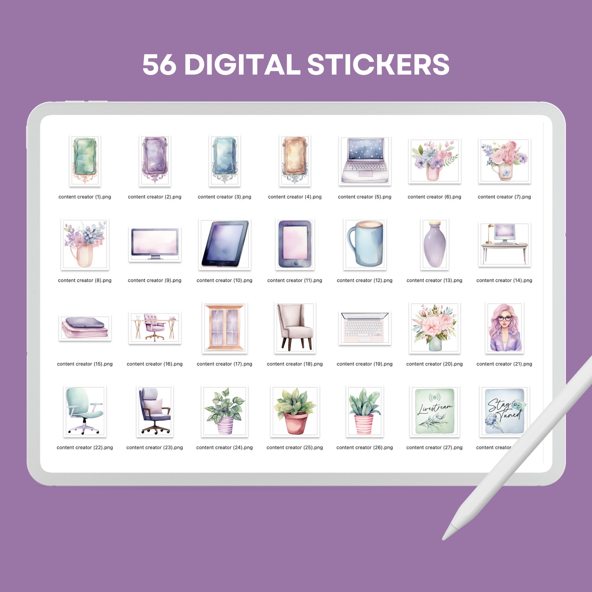 Content Creator Stickers | PNG Files for Digital Planners (digital ...
