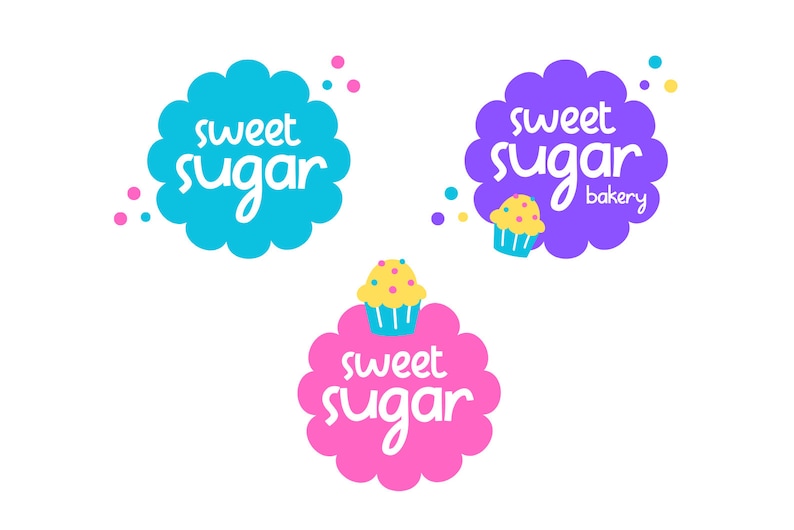 Editable Colorful Bakery Logo Canva Template - DIY Cupcake Logo Design ...