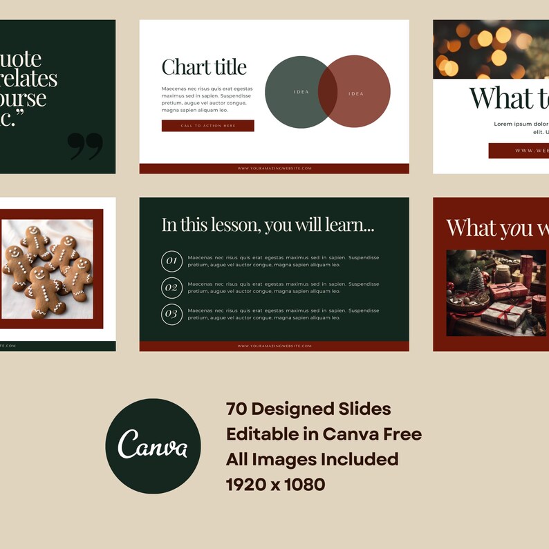 Christmas Canva Presentation Template | 70 Holiday Slides (editable) - Etsy