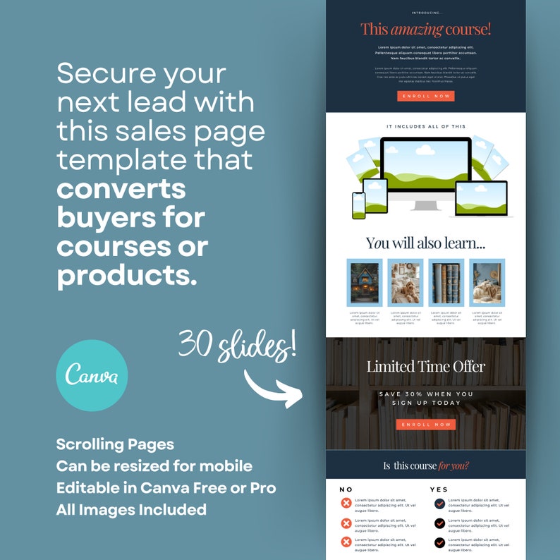 Canva Sales Page Template, High Conversion Sales Funnel - Etsy