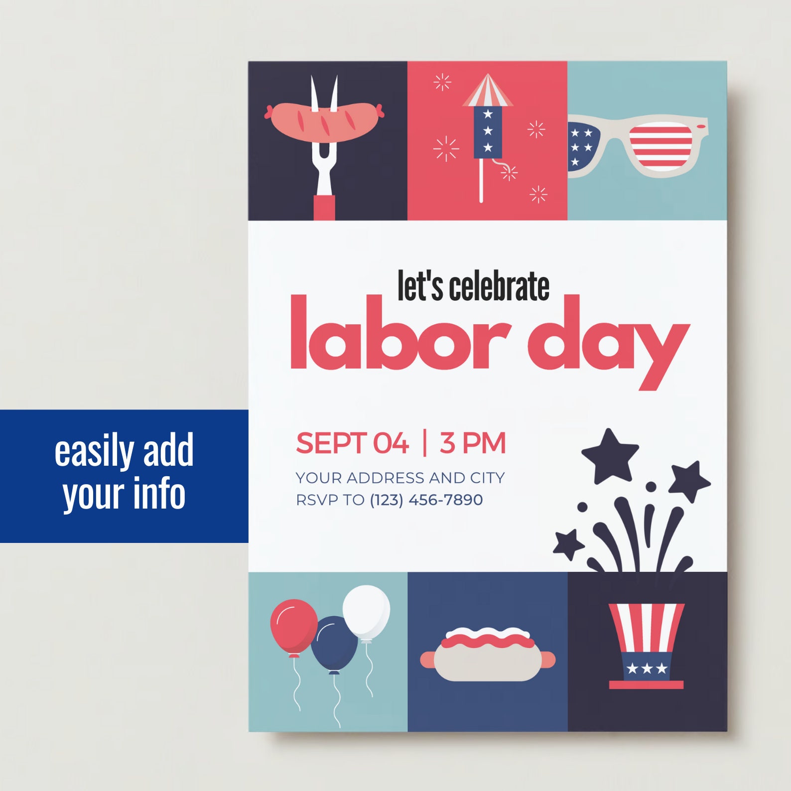 EDITABLE Labor Day Invitation Labor Day Invitation - Etsy