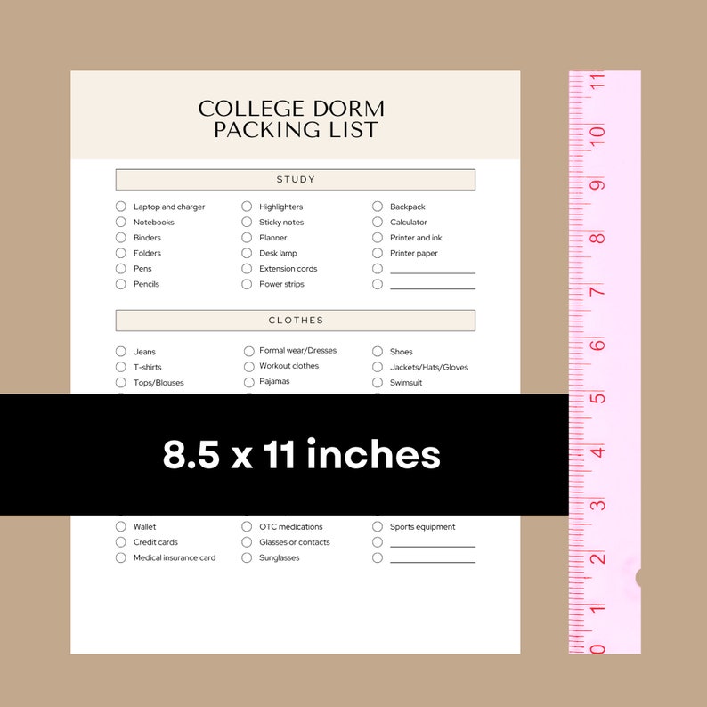 College Dorm Packing Checklist, College Packing List, College Freshman ...