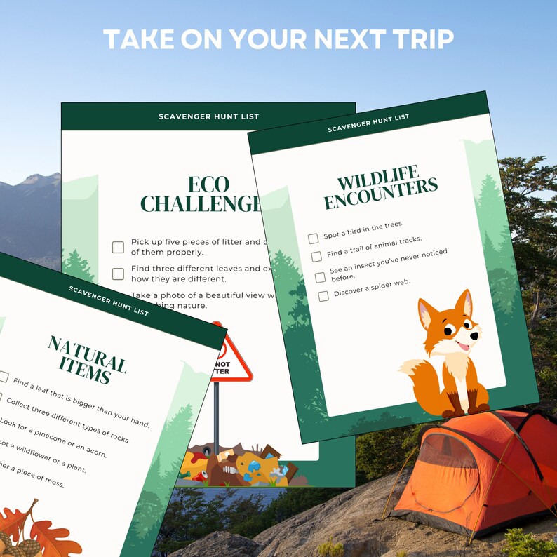 Camping Scavenger Hunt for Kids, Nature Outdoor Activity (printable PDF ...