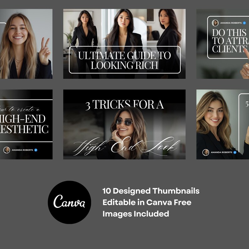 Luxury Youtube Thumbnail Canva Templates | Editable Branding Kit ...