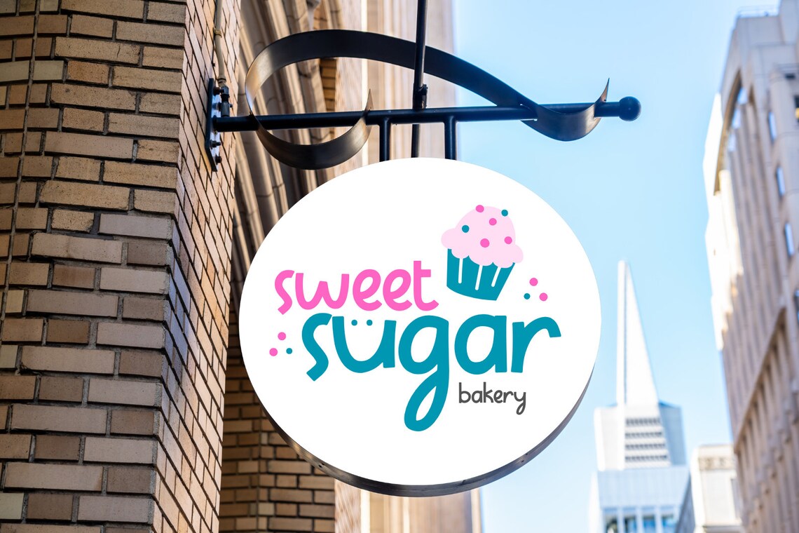 Editable Colorful Bakery Logo Canva Template DIY Cupcake Logo Design ...
