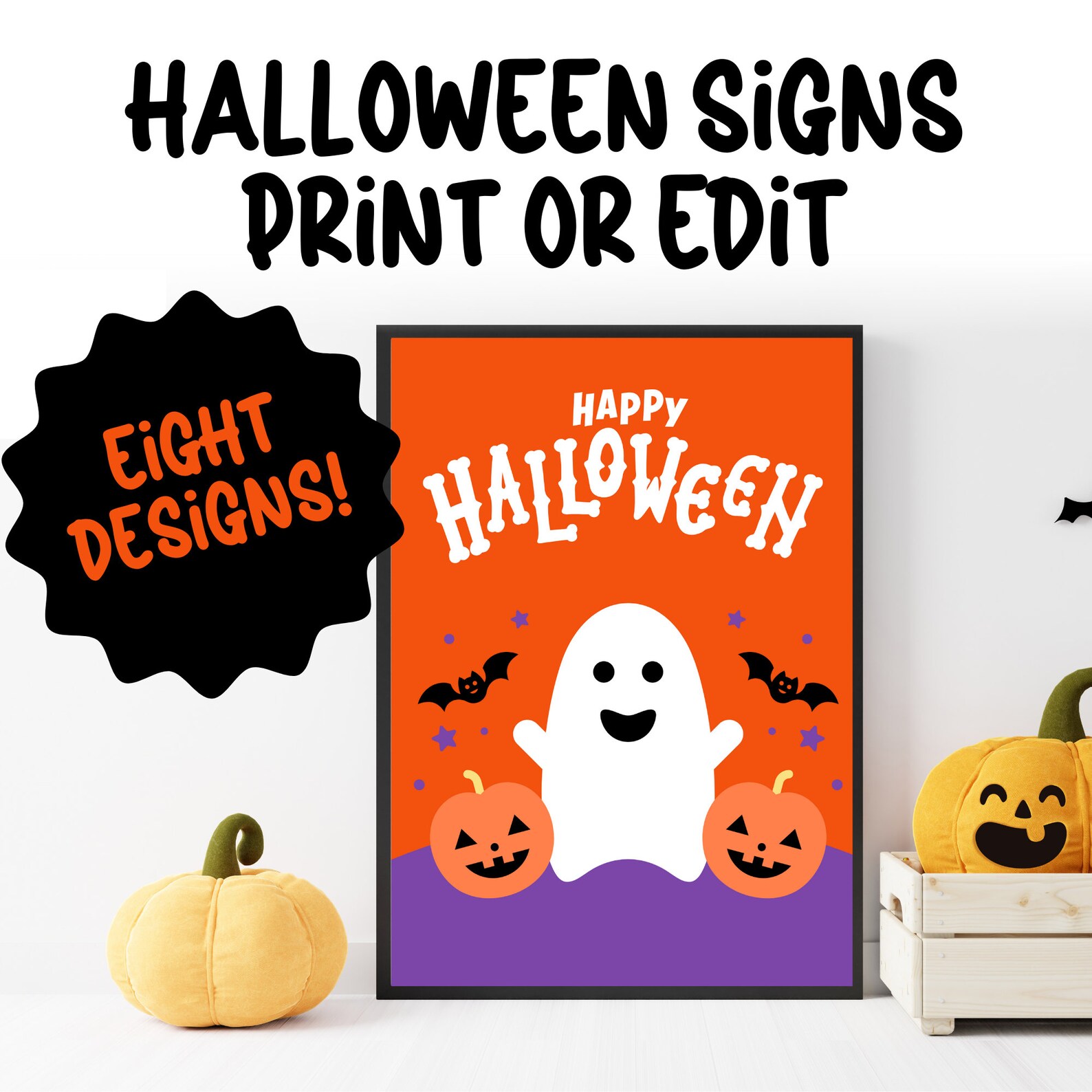 Happy Halloween Signs, Halloween Party Signs Printable, Editable ...