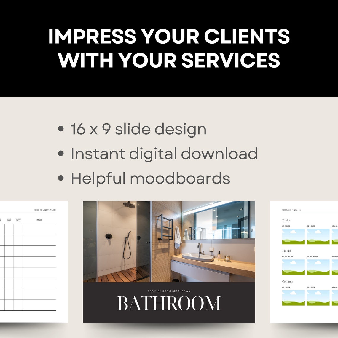 Interior Design Finishes Schedule 117-page Editable Canva Template for ...