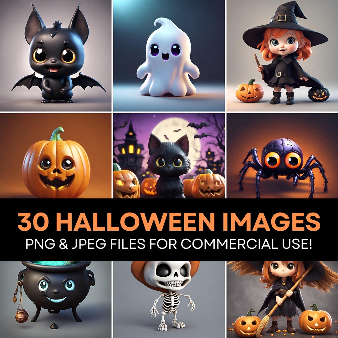 Cute Halloween Clipart, Spooky Graphics (PNG, JPEG) - Etsy