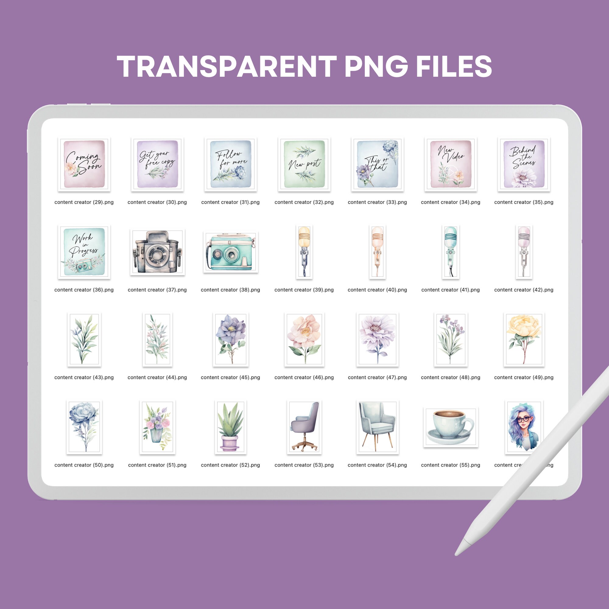 Content Creator Stickers | PNG Files for Digital Planners (digital ...