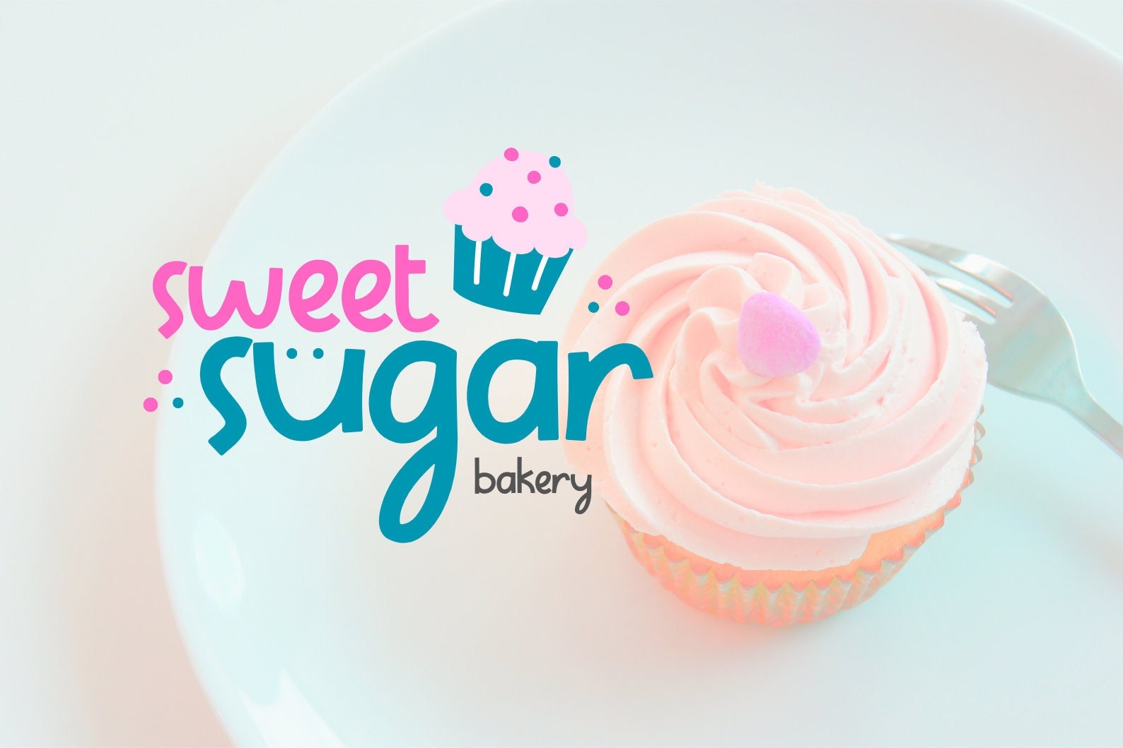 Editable Colorful Bakery Logo Canva Template - DIY Cupcake Logo Design ...