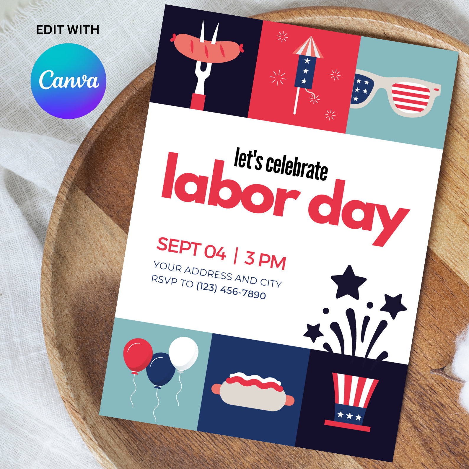 EDITABLE Labor Day Invitation Labor Day Invitation - Etsy