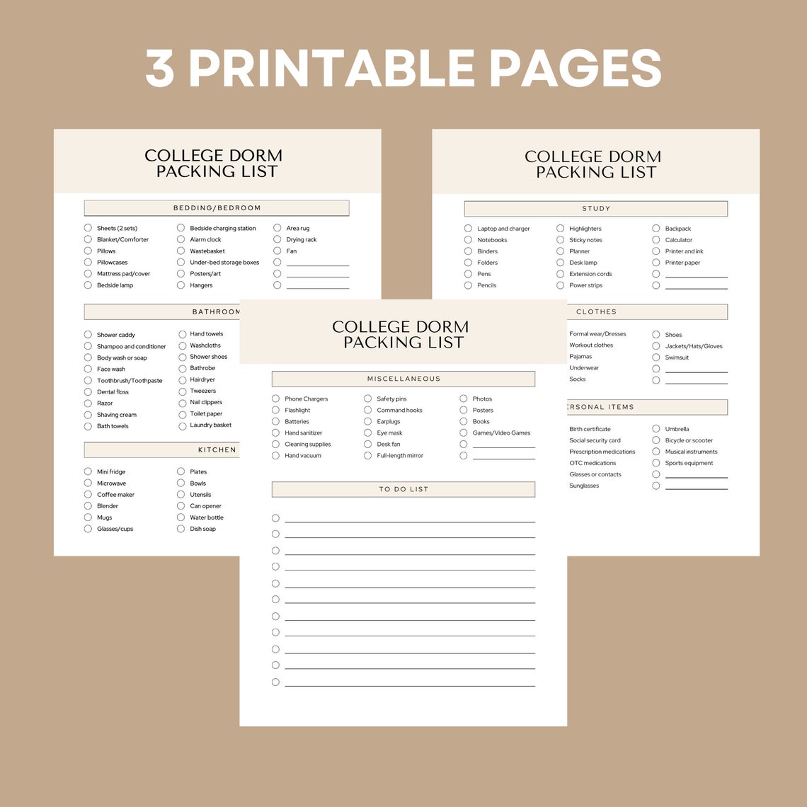 College Dorm Packing Checklist, College Packing List, College Freshman ...