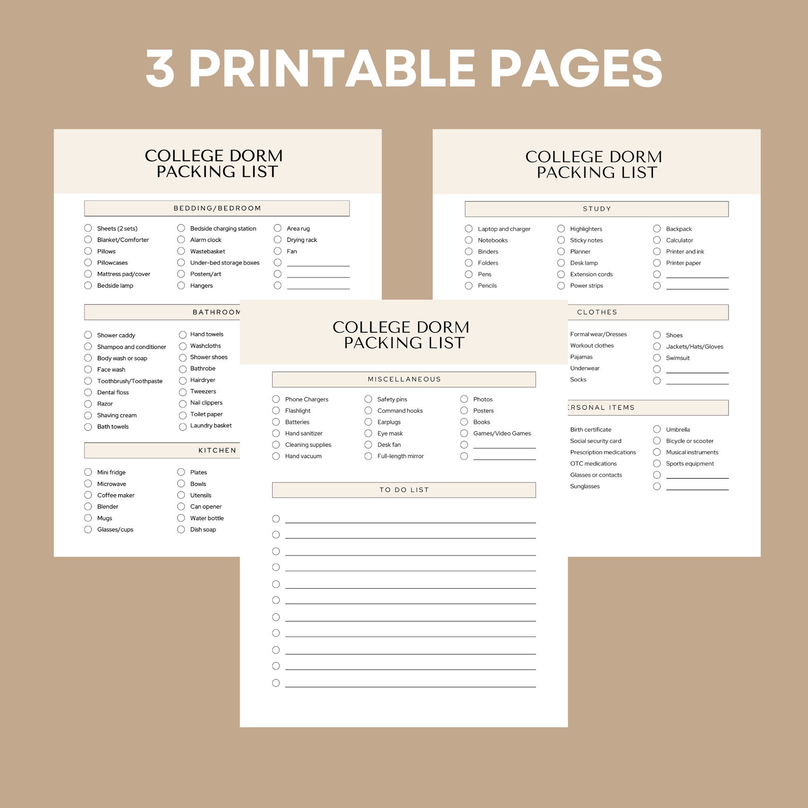 College Dorm Packing Checklist, College Packing List, College Freshman ...