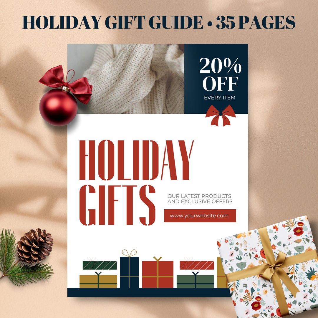 Editable Holiday Gift Guide Template, Christmas Canva Catalog (digital ...