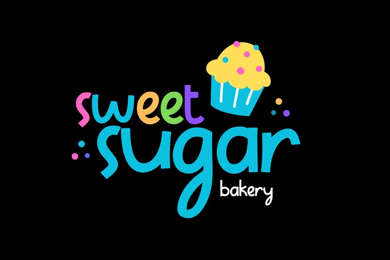 Editable Colorful Bakery Logo Canva Template - DIY Cupcake Logo Design ...