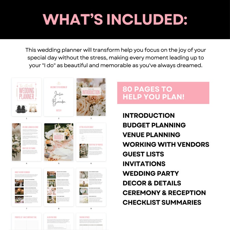 Editable Wedding Planner, Canva DIY Wedding Guide (digital Download) - Etsy